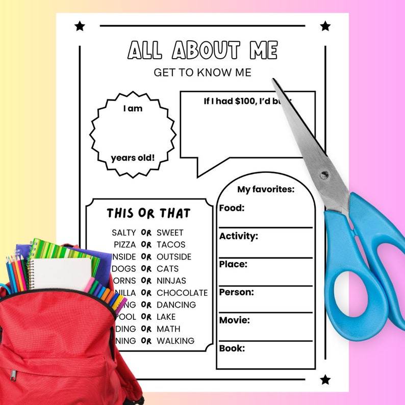 All About Me Printable, All About Student Packet, Homeschool Activity ...