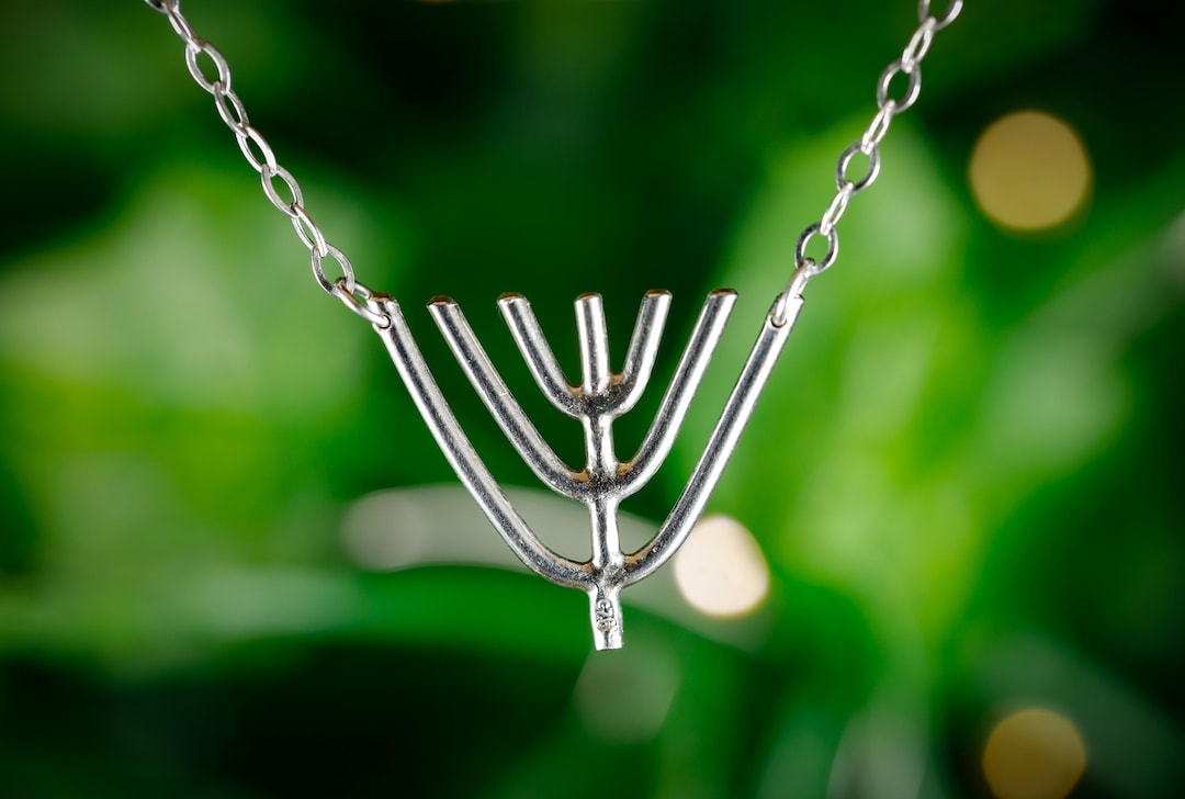 Menorah Sterling Silver Necklace, Judaica Jewelry, Hannukah Jewelry ...