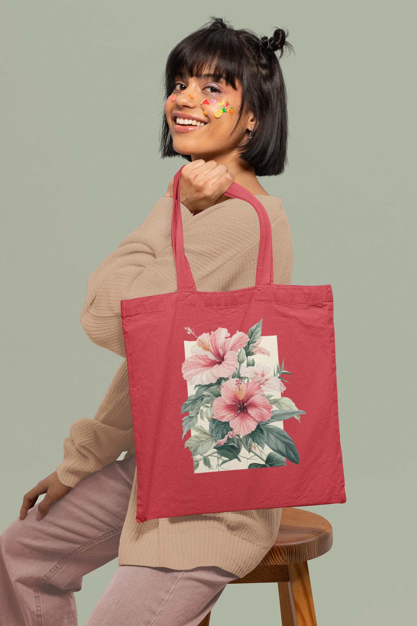 Hibiscus Flower Organic Cotton Tote Bag: Tropical Floral Print - Etsy