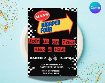 Warped Four Birthday Invitation, Warped Tour, Warped Four, Fourth ...