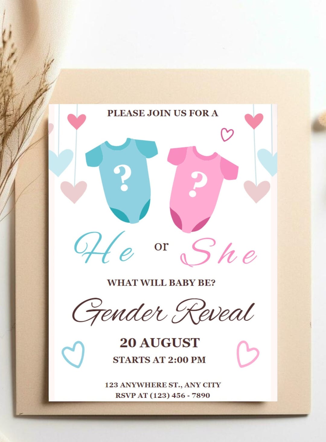 Gender Reveal Party Invitation Template - Etsy