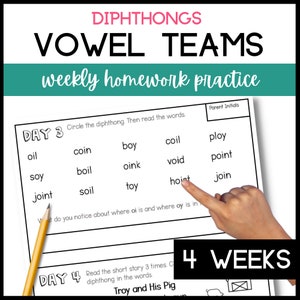 Six Types of Syllables Phonics Worksheet Long Vowels Diphthongs Reading ...