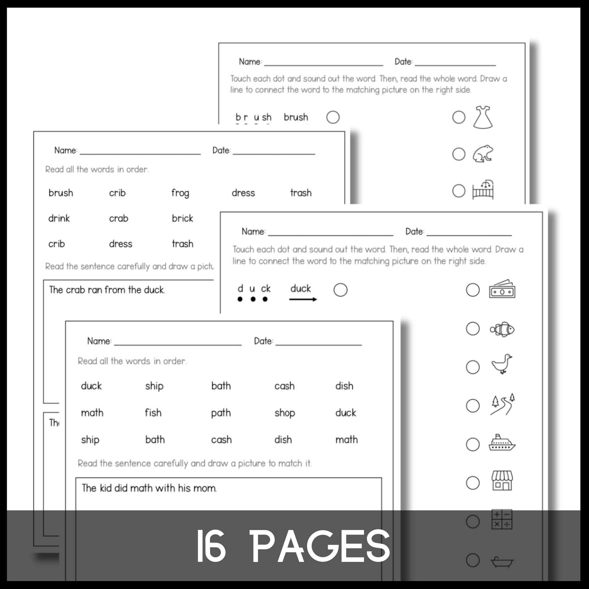 CVC Words With Short Vowel Digraphs and Blends Worksheets | Independent ...