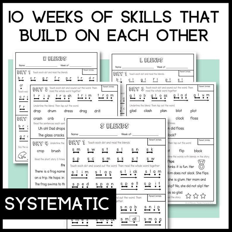 Learn to Read Phonics Worksheet Words With Blends 1st Grade Reading ...
