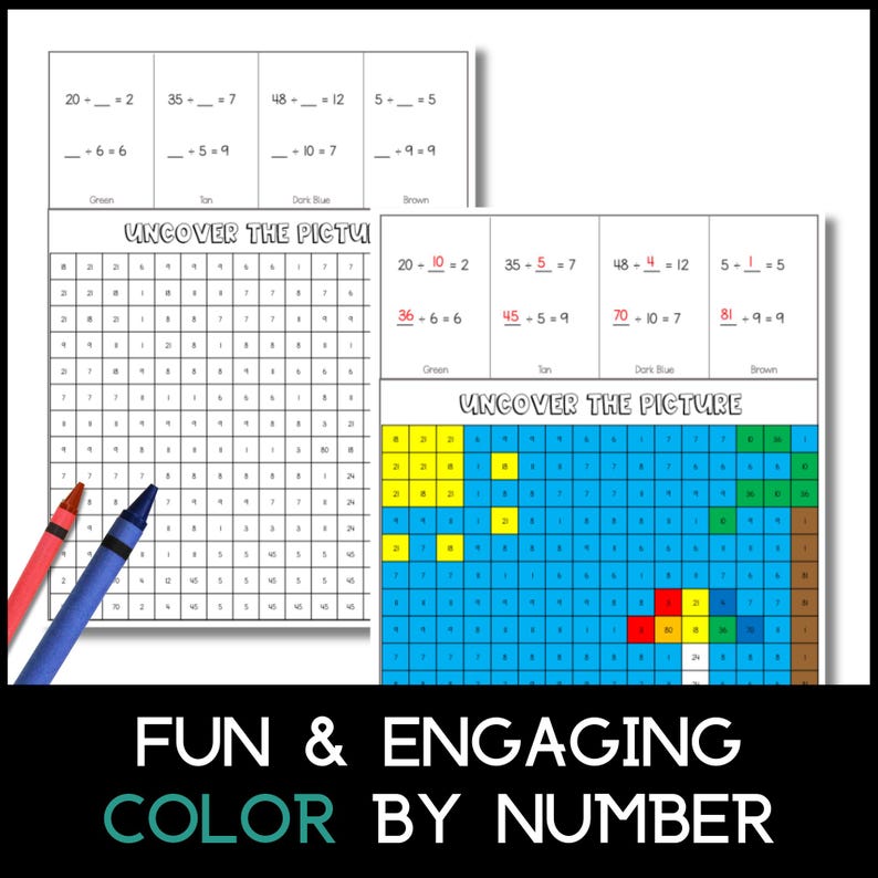 Summer Color by Number Multiplication Division Worksheet 3rd Grade Math ...