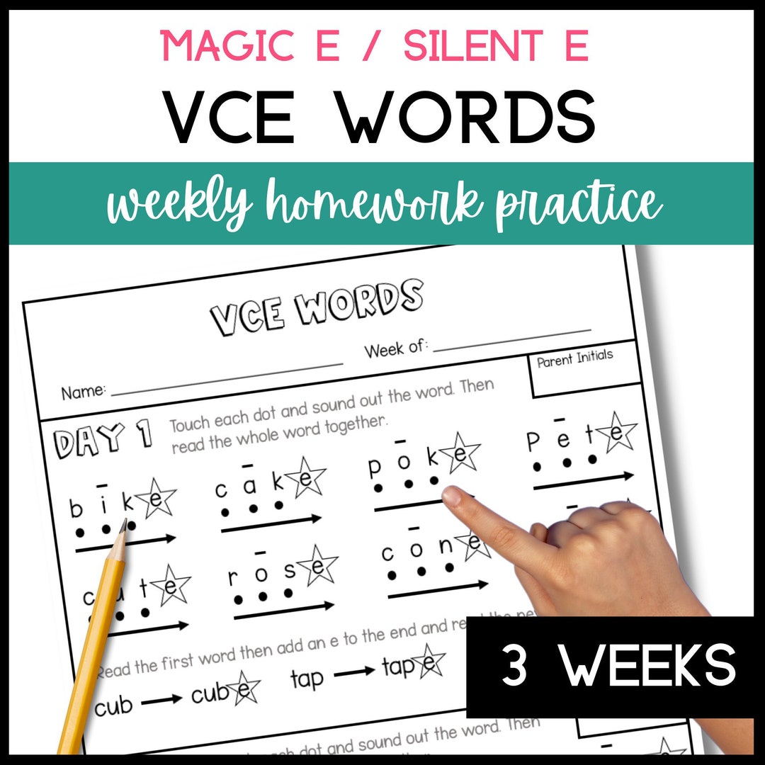 Phonics Homework Worksheet Words With Silent E Words 1st Grade 2nd ...