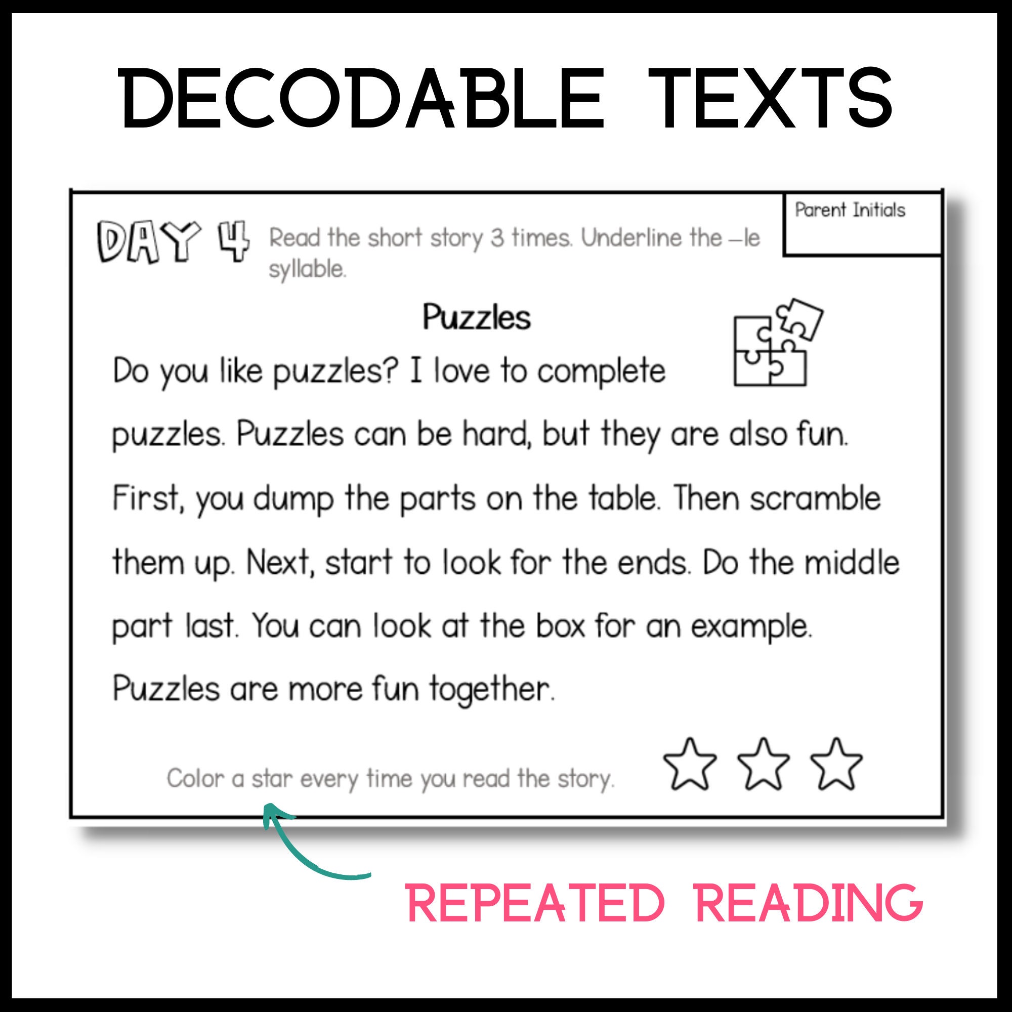 6 Types of Syllables Phonics Worksheet for Multisyllable Words Reading ...