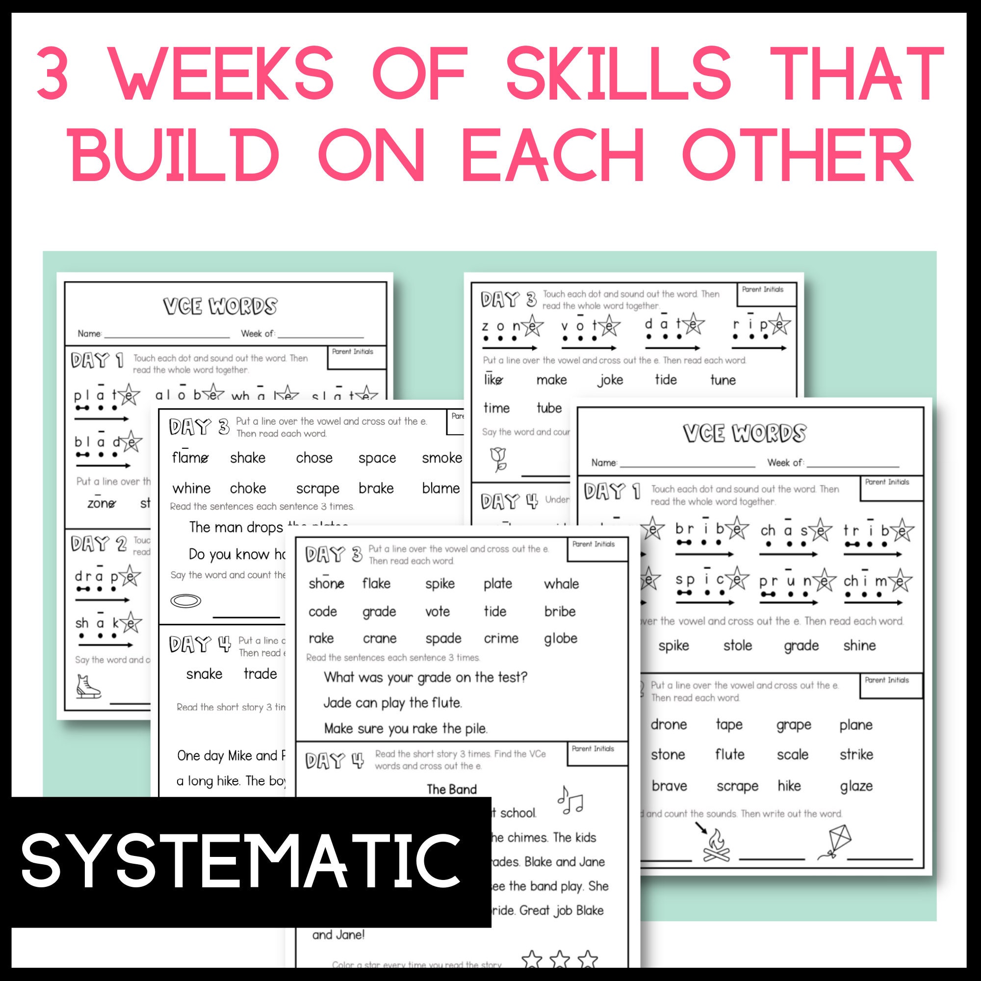 Phonics Homework Worksheet Words With Silent E Words 1st Grade 2nd ...