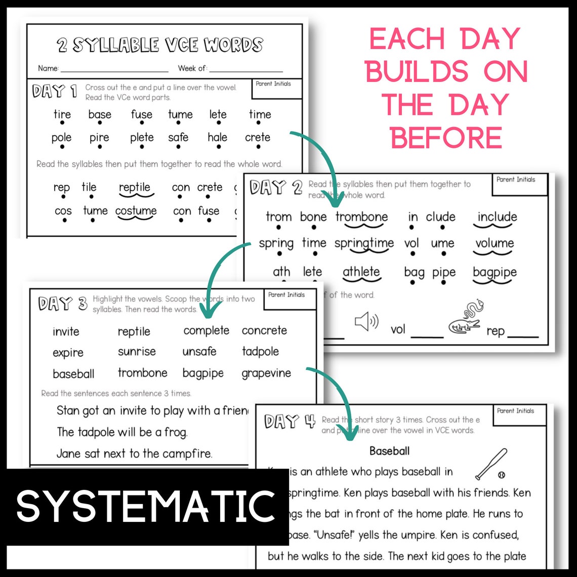 Phonics Worksheet Multisyllable Words With Silent E Words VCE Words ...