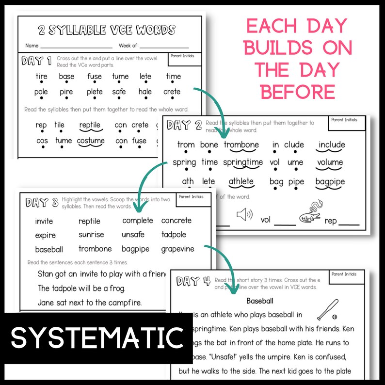 Phonics Worksheet Multisyllable Words With Silent E Words VCE Words ...