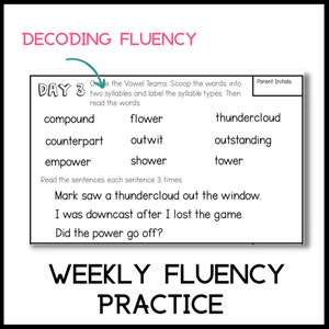 Six Types of Syllables Phonics Worksheet With Multisyllable Words With ...