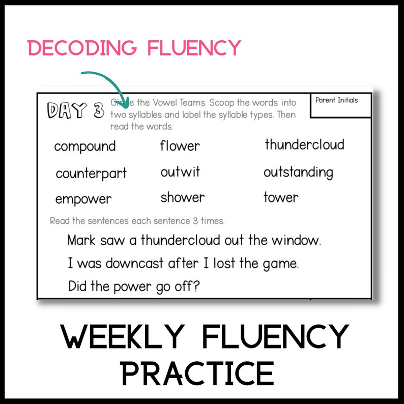 Six Types of Syllables Phonics Worksheet With Multisyllable Words With ...