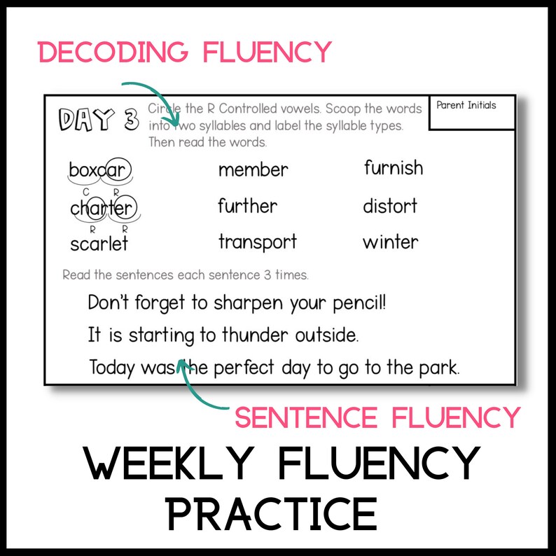 Phonics Worksheet R Controlled Vowel Multisyllable Words Reading ...