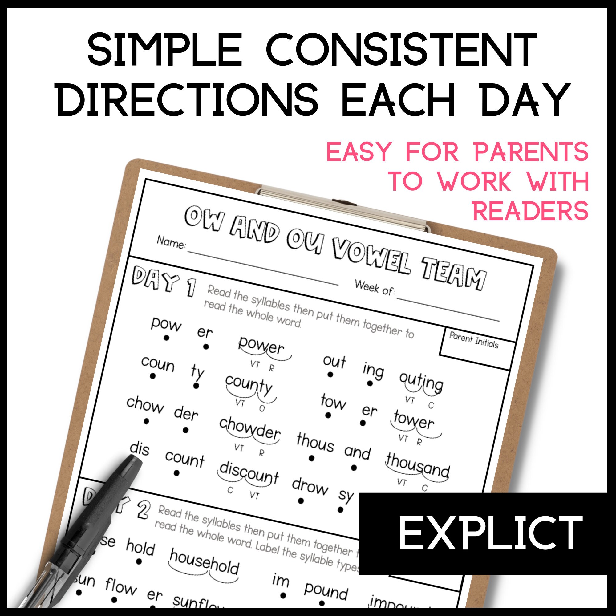 Six Types of Syllables Phonics Worksheet With Multisyllable Words With ...