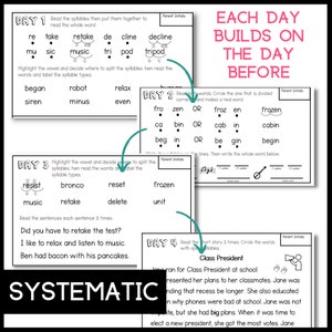 Six Types of Syllables Phonics Worksheet Multisyllable Words Open ...
