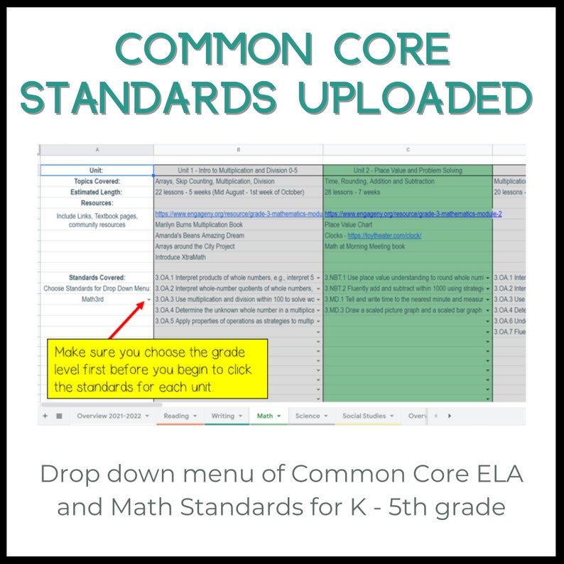 Editable Curriculum Map Template: Yearly Curriculum Planner With Common ...