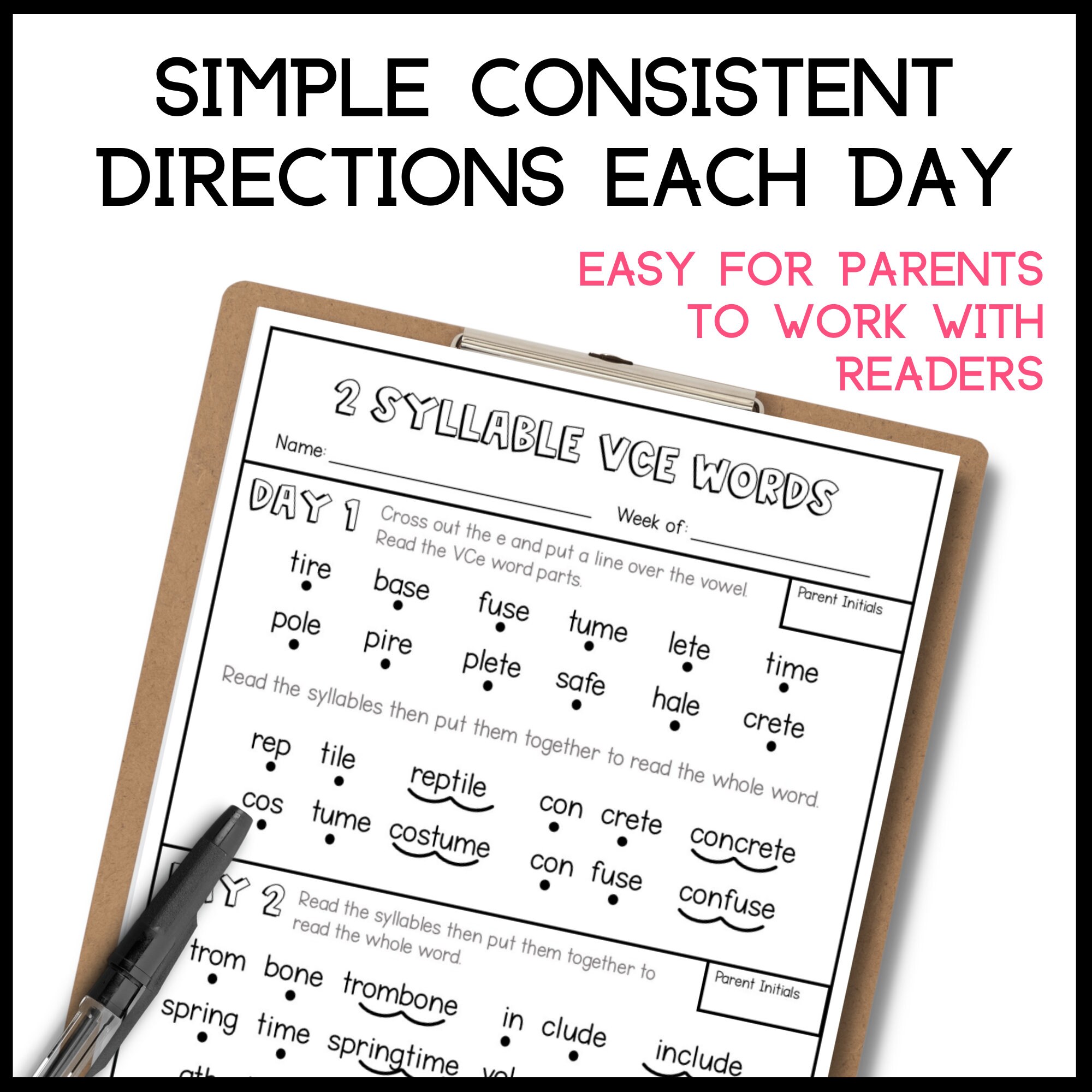 Phonics Worksheet Multisyllable Words With Silent E Words VCE Words ...