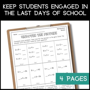 Summer Color by Number Multiplication Division Worksheet 3rd Grade Math ...