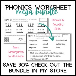 Six Types of Syllables Phonics Worksheet Multisyllable Words Open ...