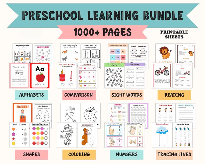 Preschool Pre-k + Kindergarten Learning Bundle | 1000+ Page | Activity ...
