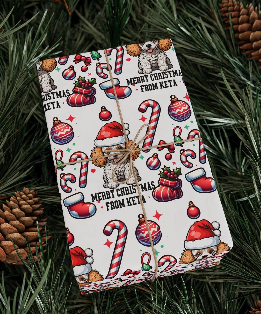 Custom Wrapping Paper With Poodle Design, Personalized Pet Christmas ...