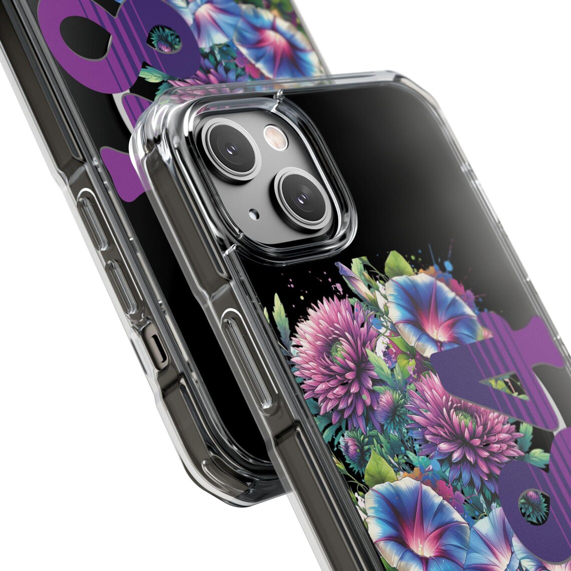 Custom September Birth Flower and Birth Year Magnetic Clear Phone Case ...