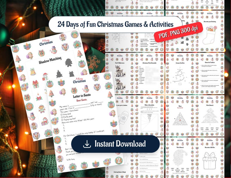 Printable Advent Calendar for Kids | 24 Days of Fun Christmas Games ...