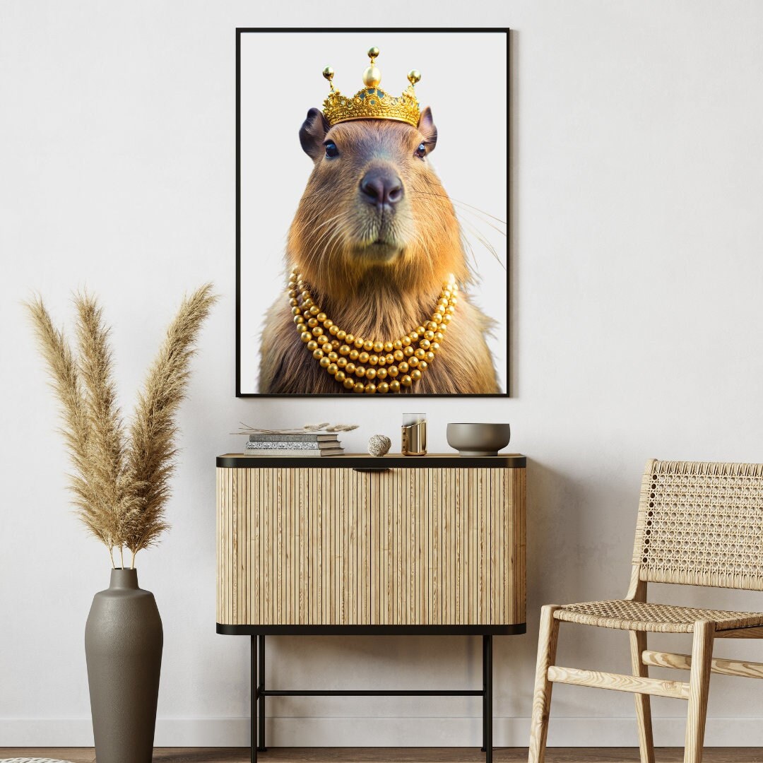 Queen Capybara | Animal | Crown | Digital Art Print | Wall Art | Poster ...