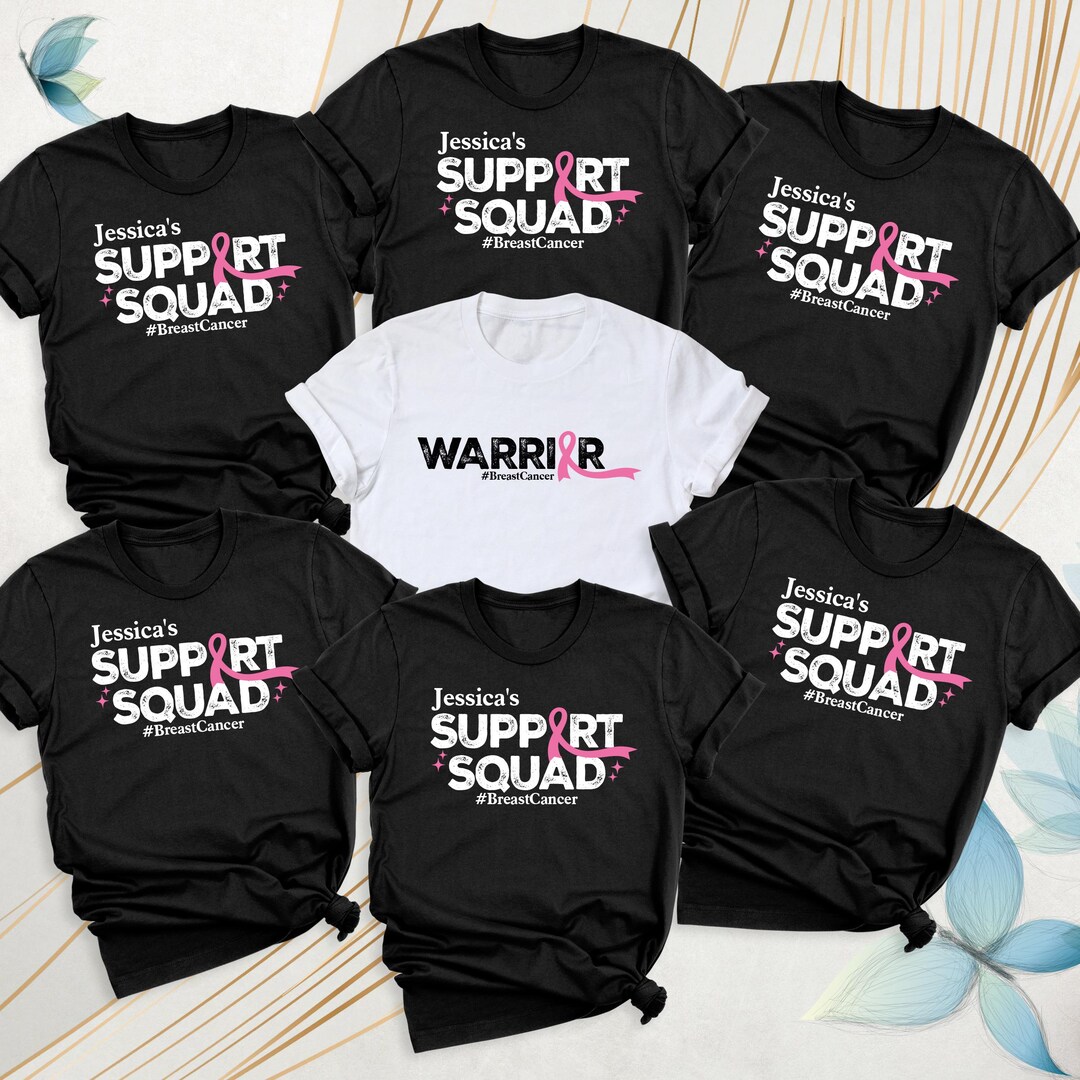 Support Squad Warrior Breast Cancer Shirt, Custom Breast Cancer Tshirt ...