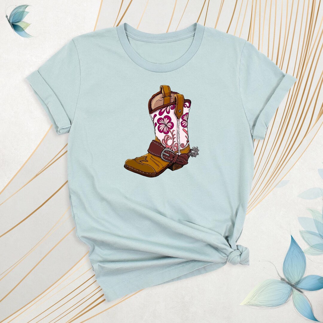 Cowgirl Boot Tshirt, Women Western T-shirt, Retro Cowgirl Shirt, Cute ...