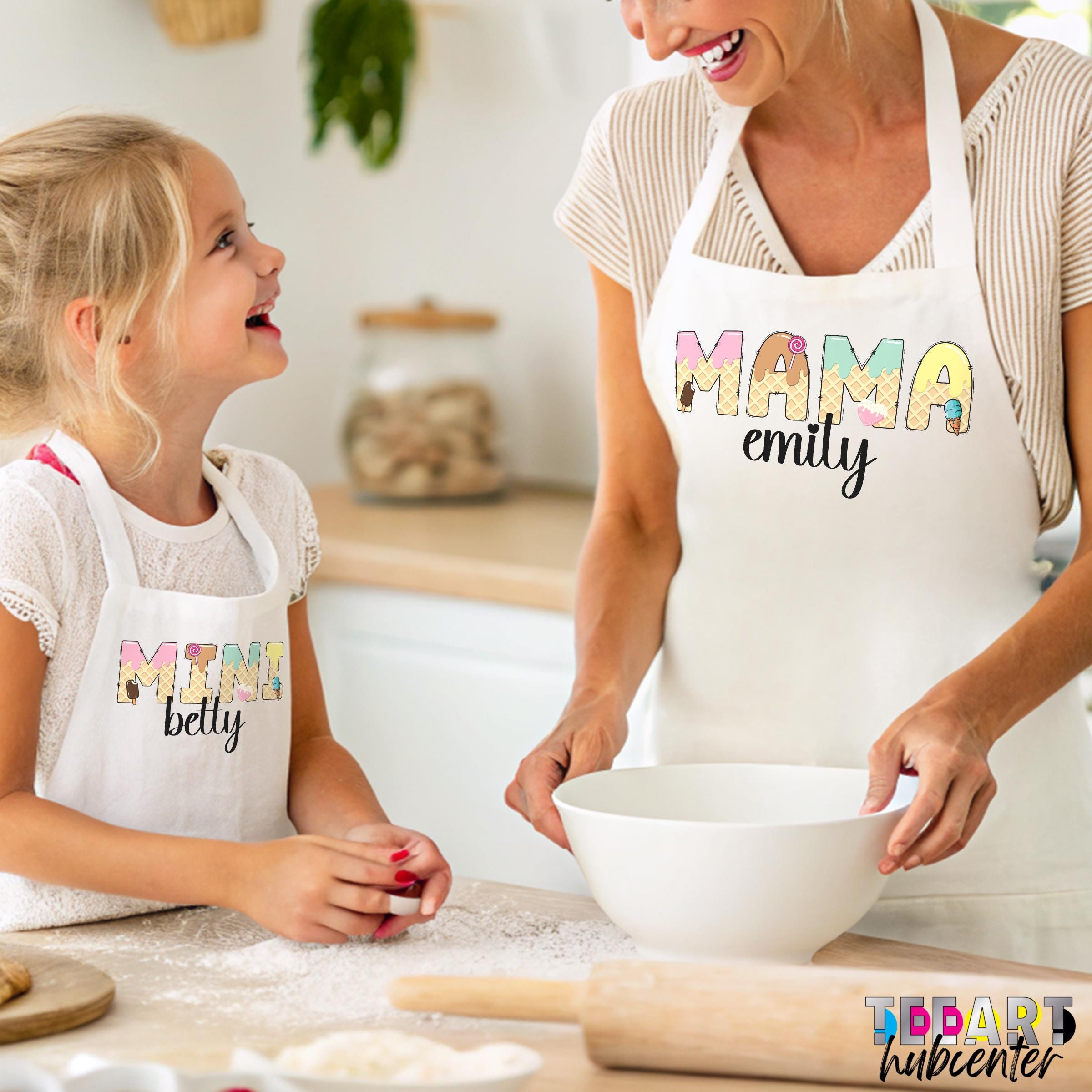 Custom Family Aprons Ice Cream Cone Apron, Waffle Cone Drip Apron ...