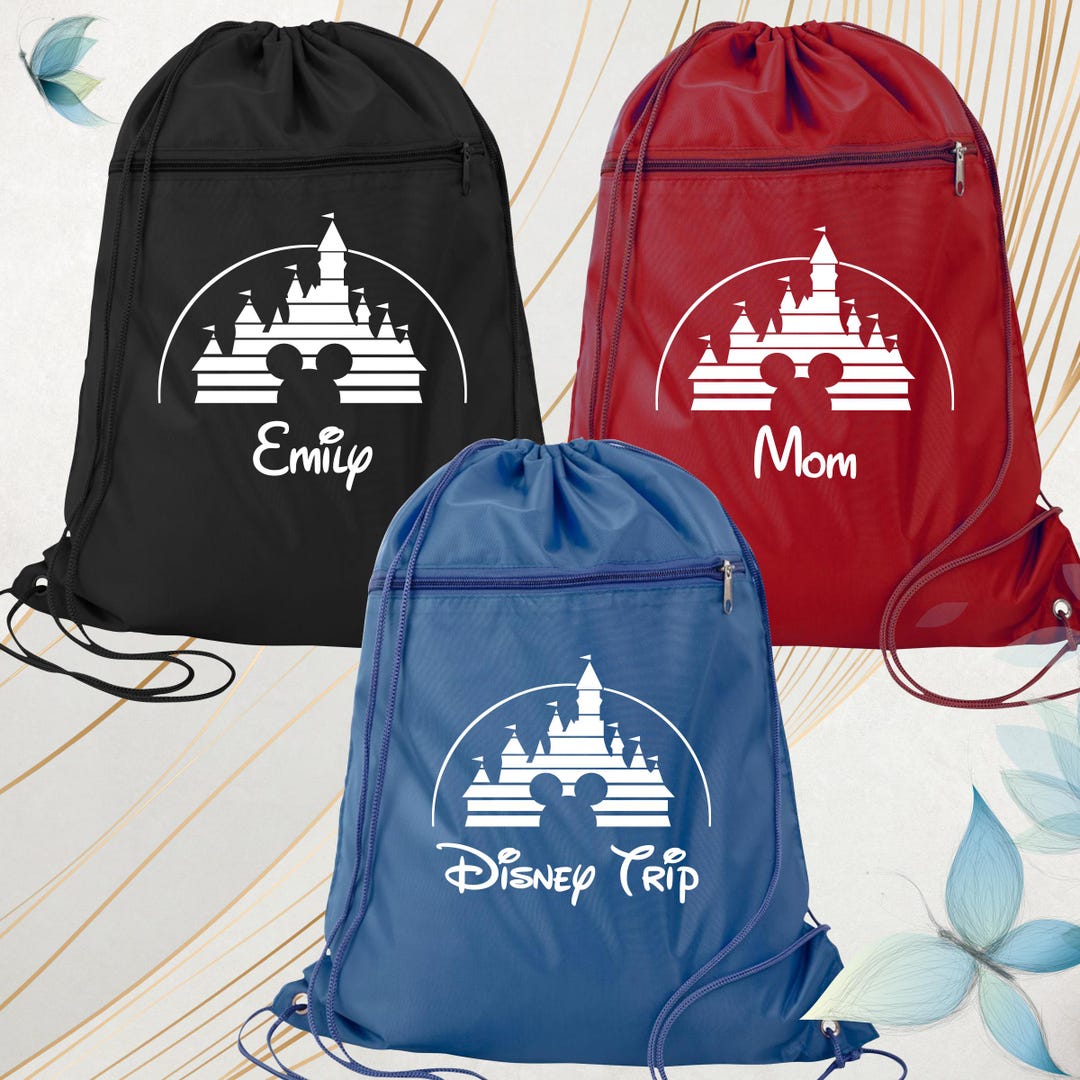 Disney Bag, Custom Name Backpack, Disney Castle Bag, Disney Drawstring ...
