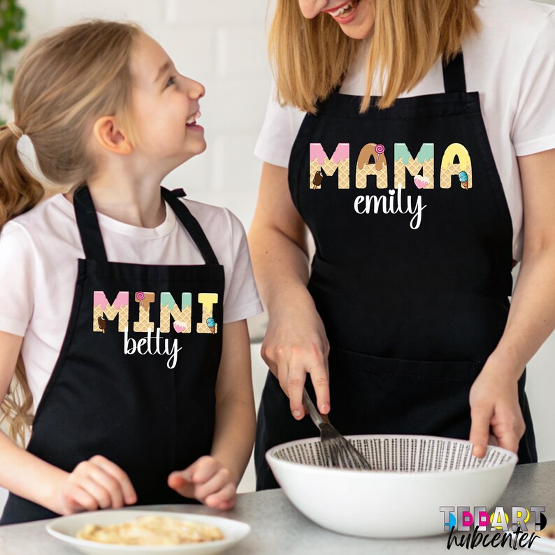 Custom Family Aprons Ice Cream Cone Apron, Waffle Cone Drip Apron ...