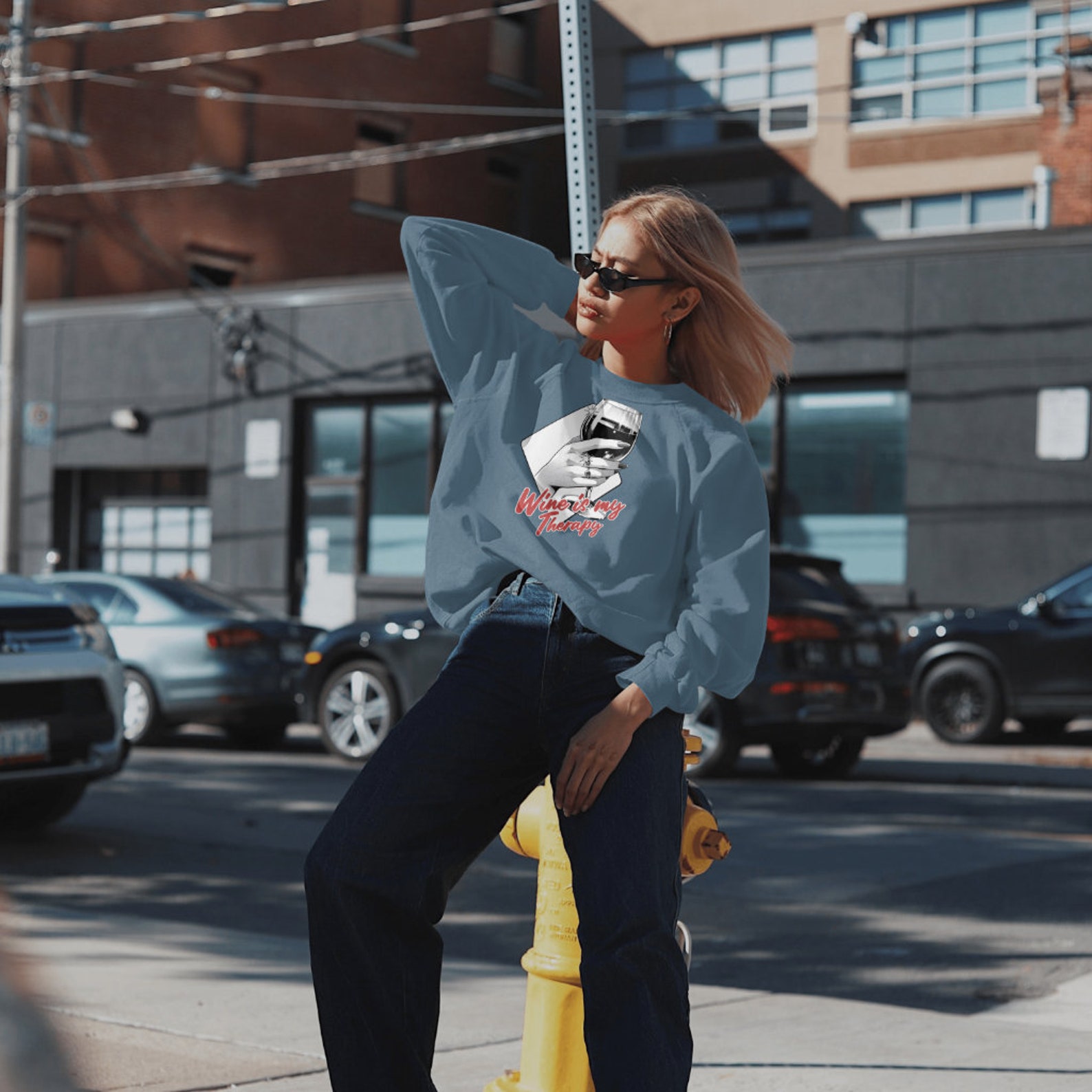 Wine Therapy Sweatshirt Funny Quote Sweater for Women Alcohol Lover ...