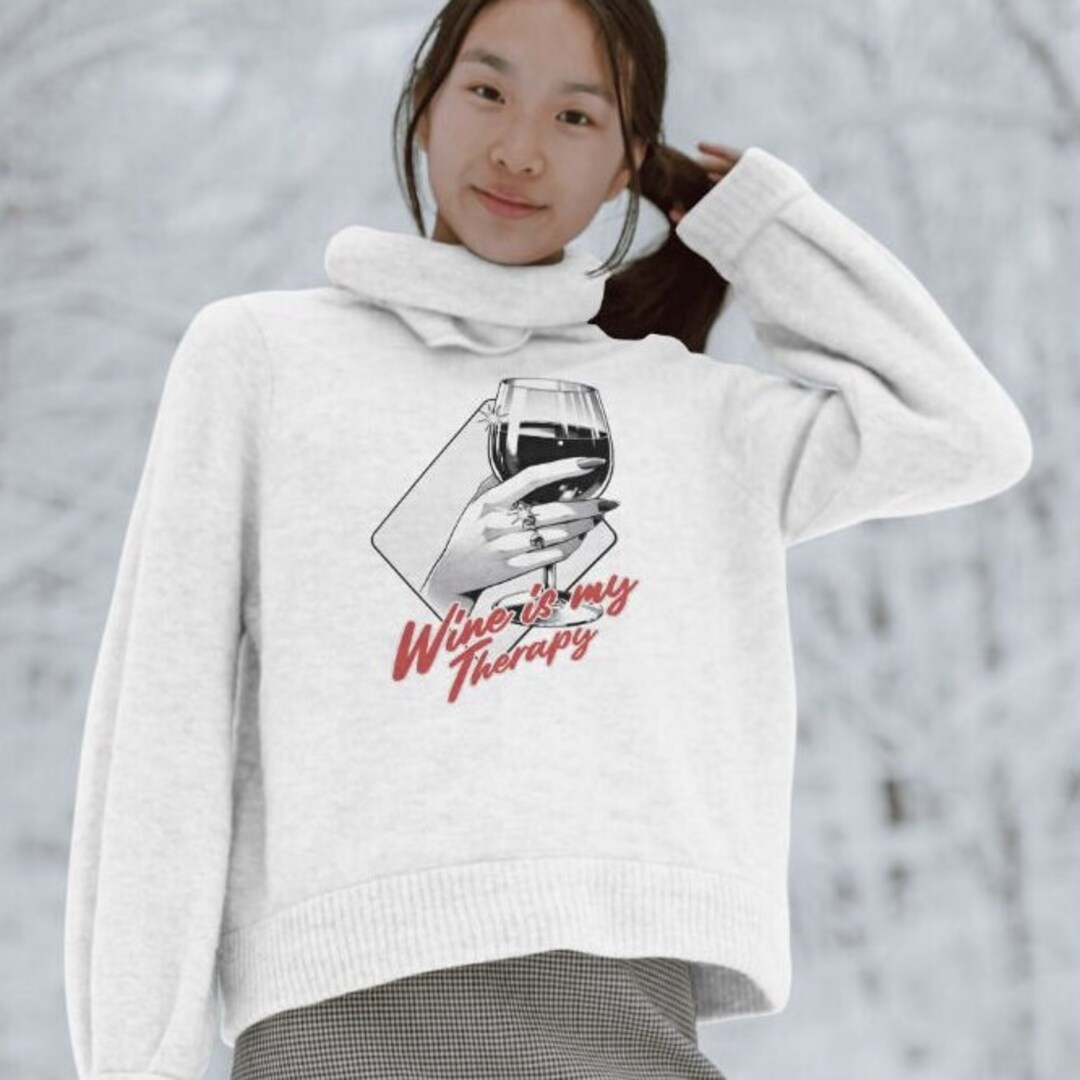 Wine Therapy Sweatshirt Funny Quote Sweater for Women Alcohol Lover ...