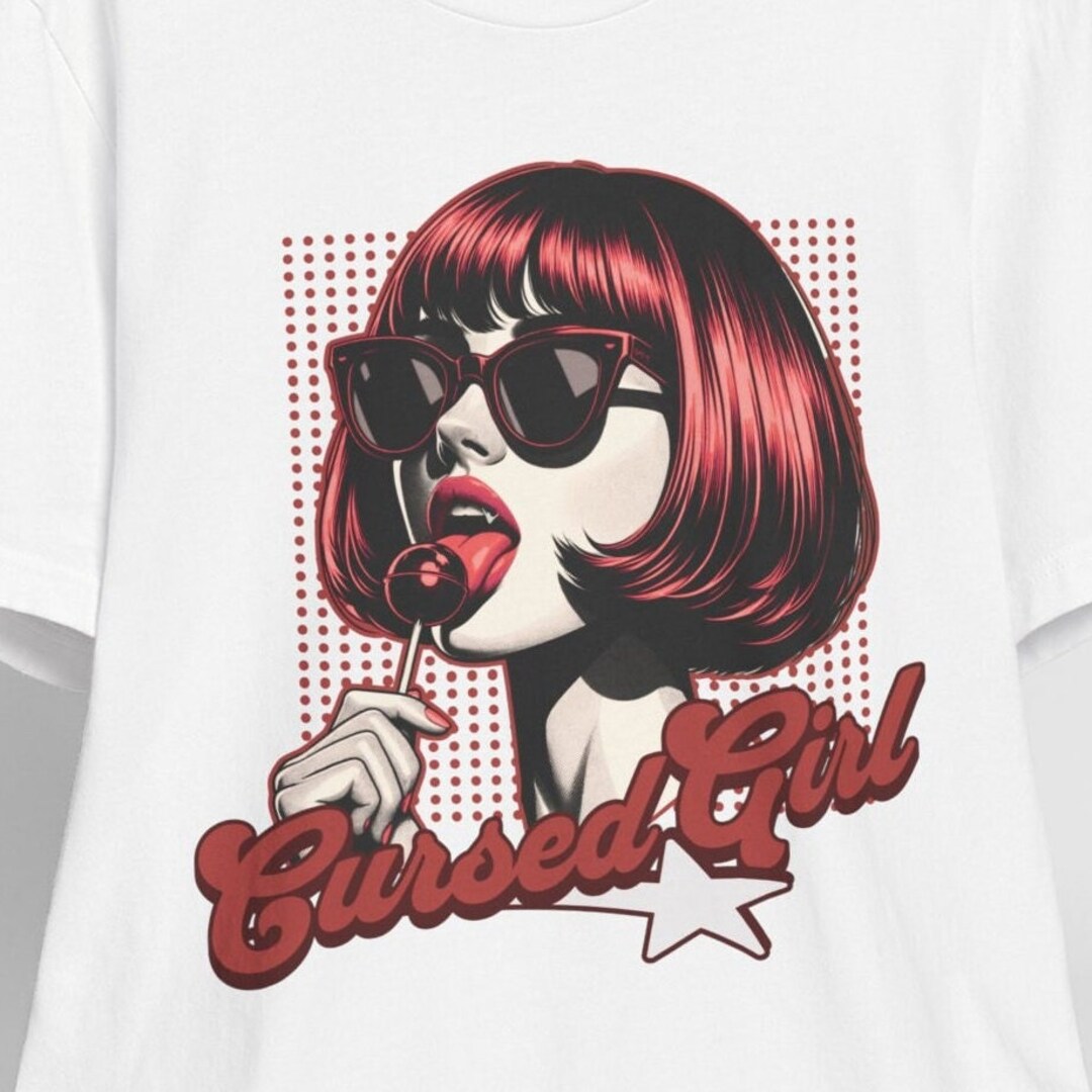 Cursed Girl Halloween Vampiress Tee Shirt Girl Power Short Sleeve ...