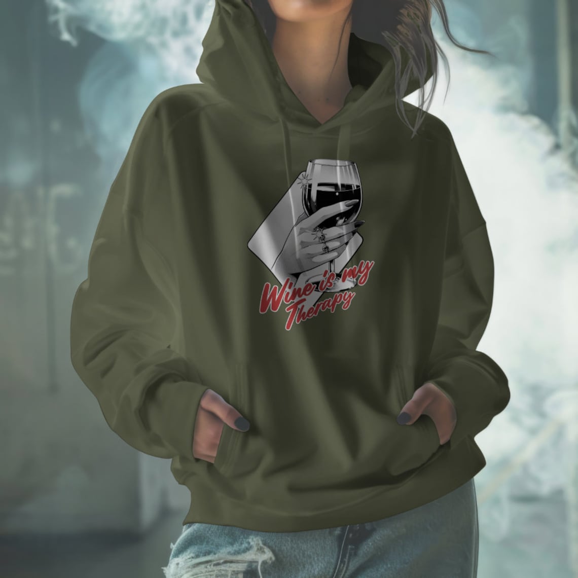 Wine Therapy Sweatshirt Funny Quote Sweater for Women Alcohol Lover ...