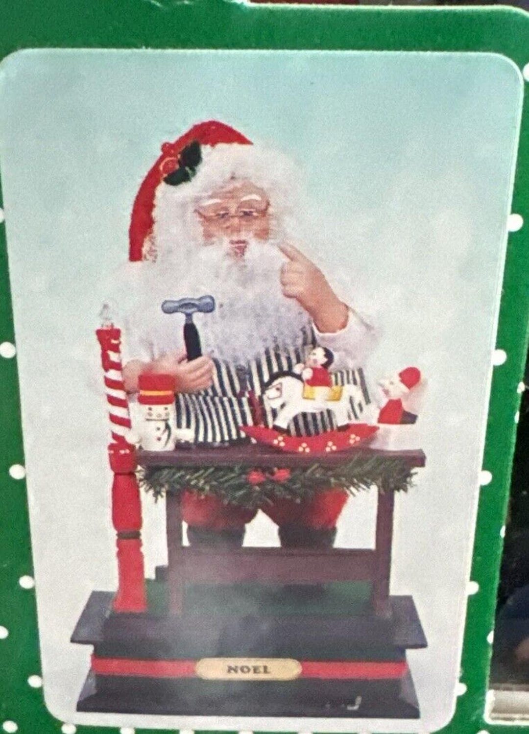 Vintage 1983 Holiday Creations Scene SANTA CLAUS Toy Workbench Musical ...