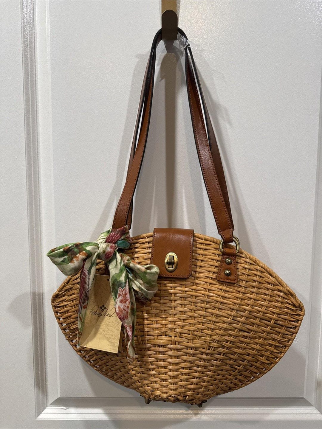 Patricia Nash Mare Shell Wicker Rattan Shoulder Bag Extra-large Scarf NEW - Etsy