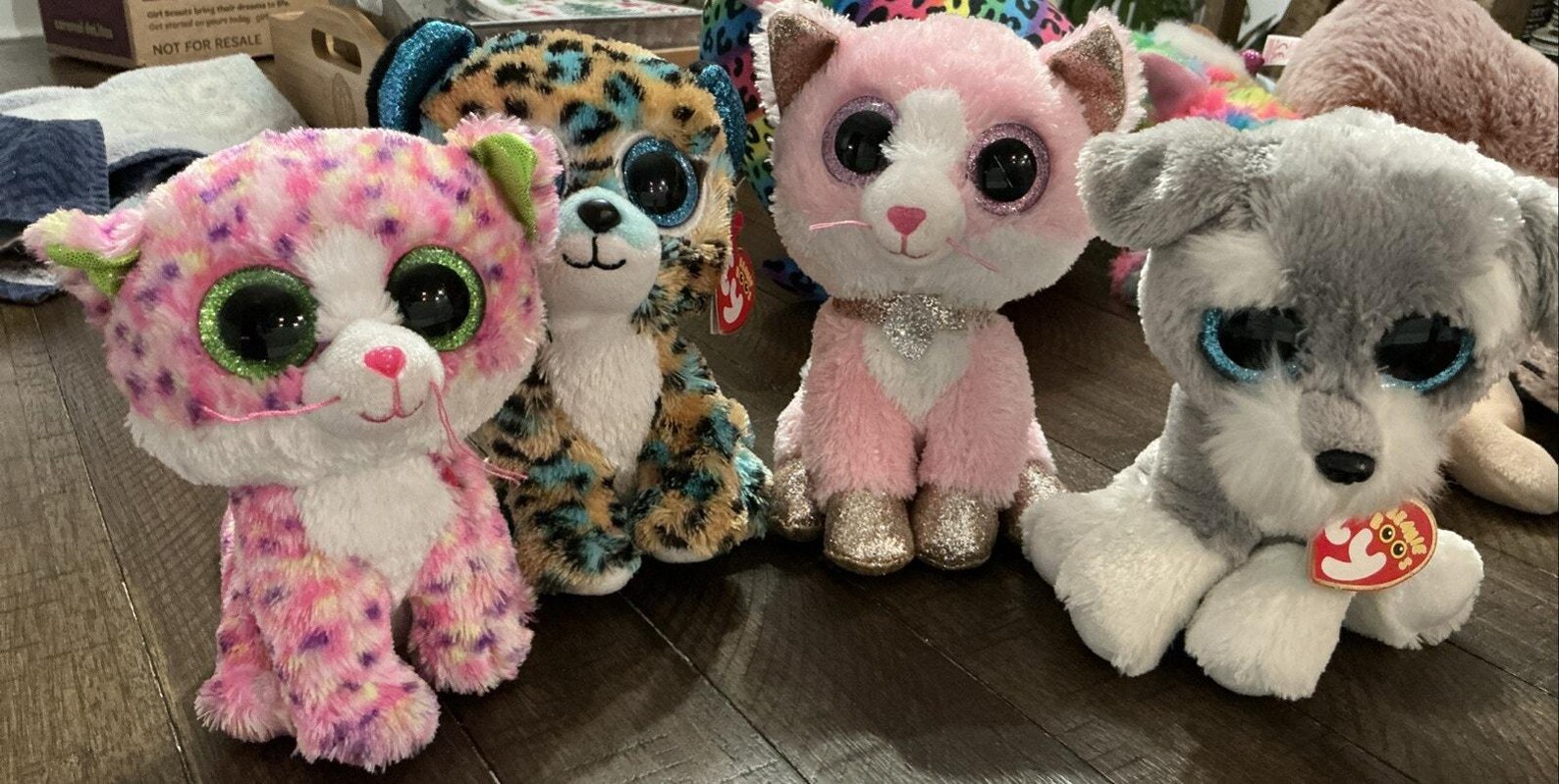 Ty Beanie Boo's Lot of 4 Animals 6" Plush Whiskers, Sophie, Cobalt ...
