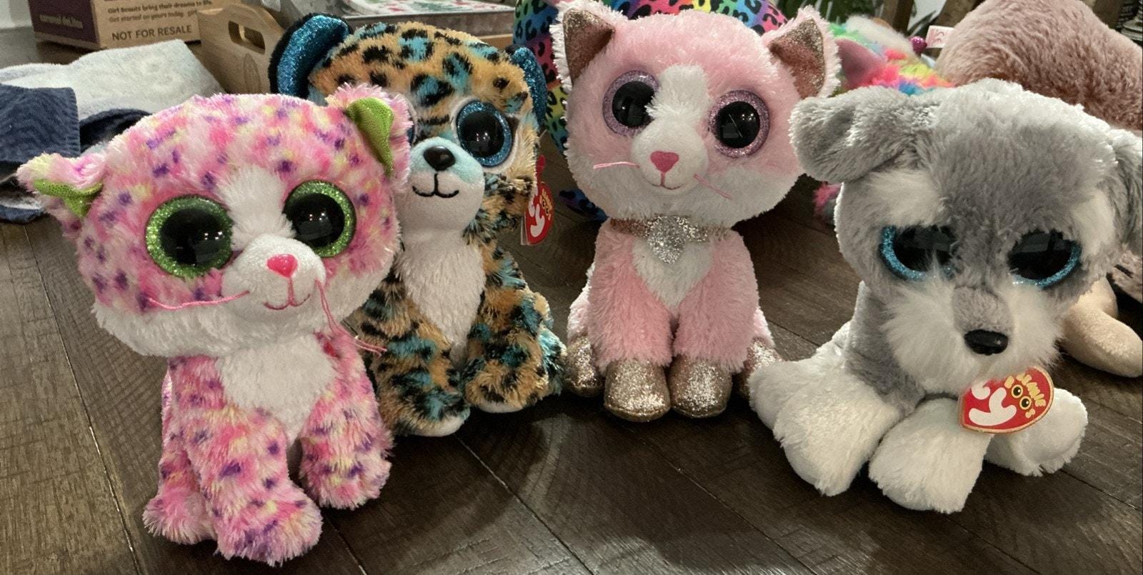 Ty Beanie Boo's Lot of 4 Animals 6" Plush Whiskers, Sophie, Cobalt ...