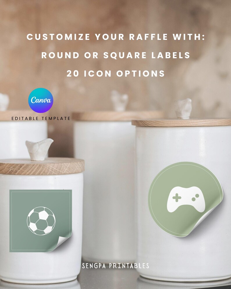 Doljabi 1st Birthday Raffle Tickets & Jar Labels | Green Eucalyptus ...