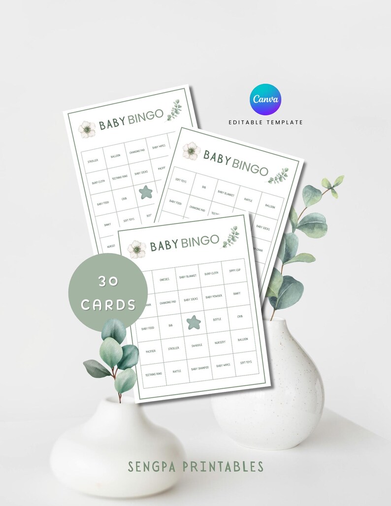 Boho Nature Theme Baby Shower Bingo Cards | Baby Shower Games ...