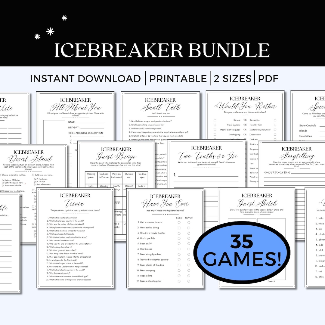 Icebreaker Games Printable Icebreaker Office Party Social Gathering ...