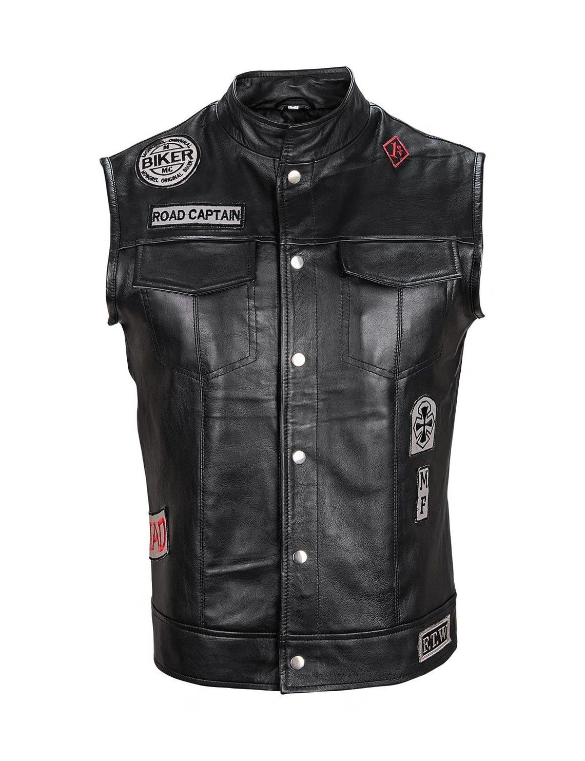 Handmade Black Leather Vest Biker Leather Vest Celebrity Vest Men Black ...