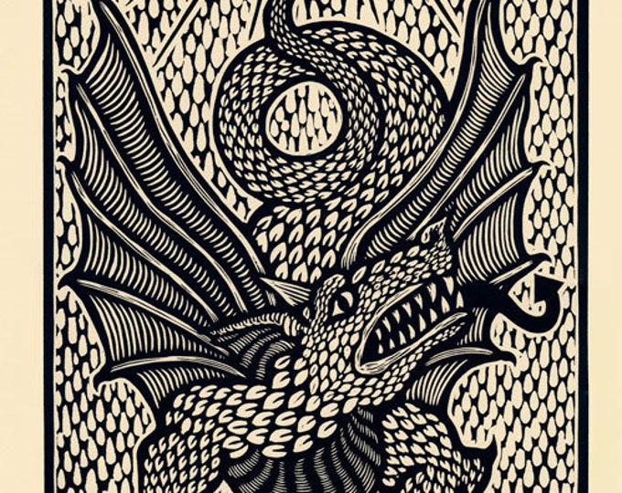 Dragon Woodcut Limited Edition Arcanum Bestiarum Bestiary Print - Etsy