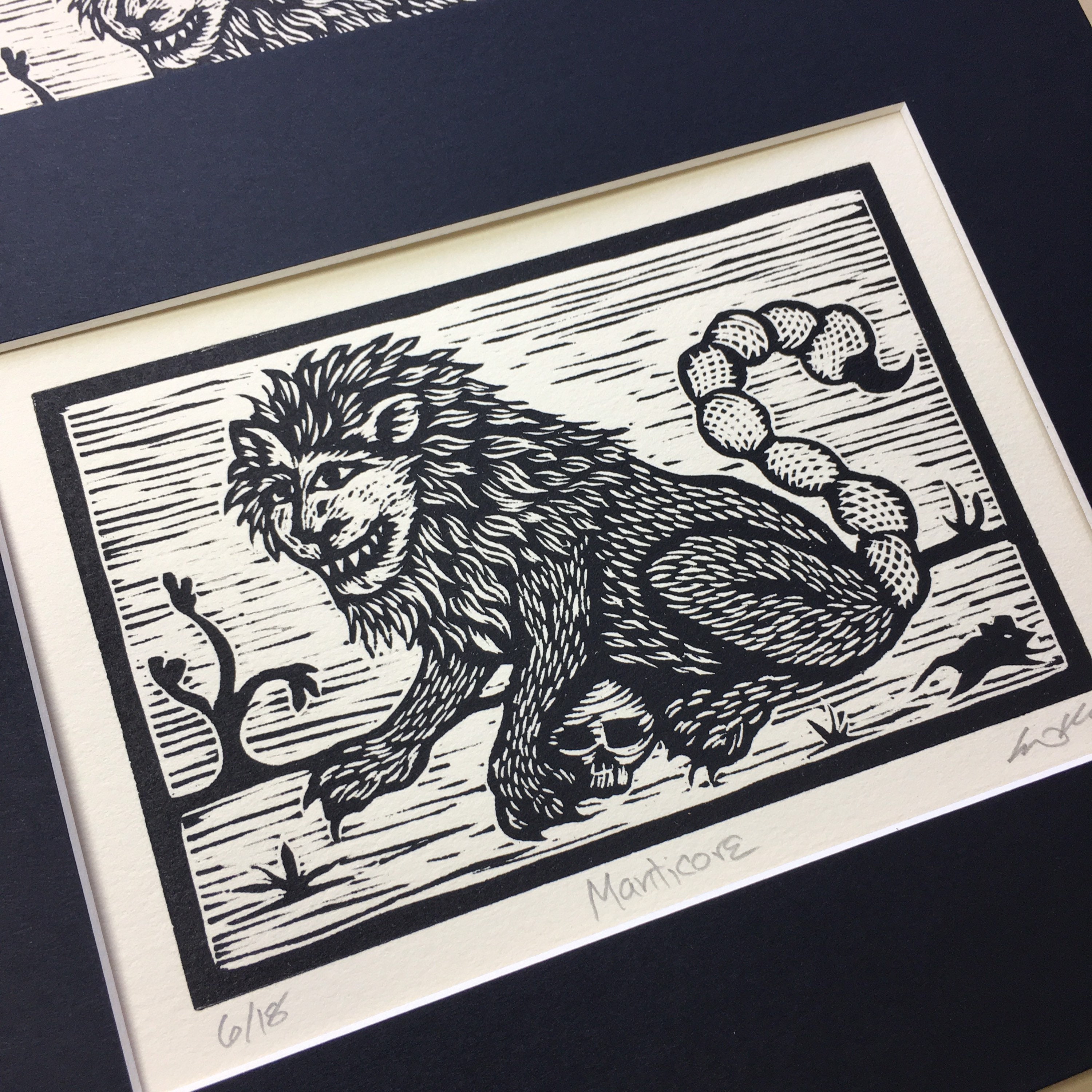 Manticore Bestiary Woodcut Limited Edition of 18 Signed and - Etsy