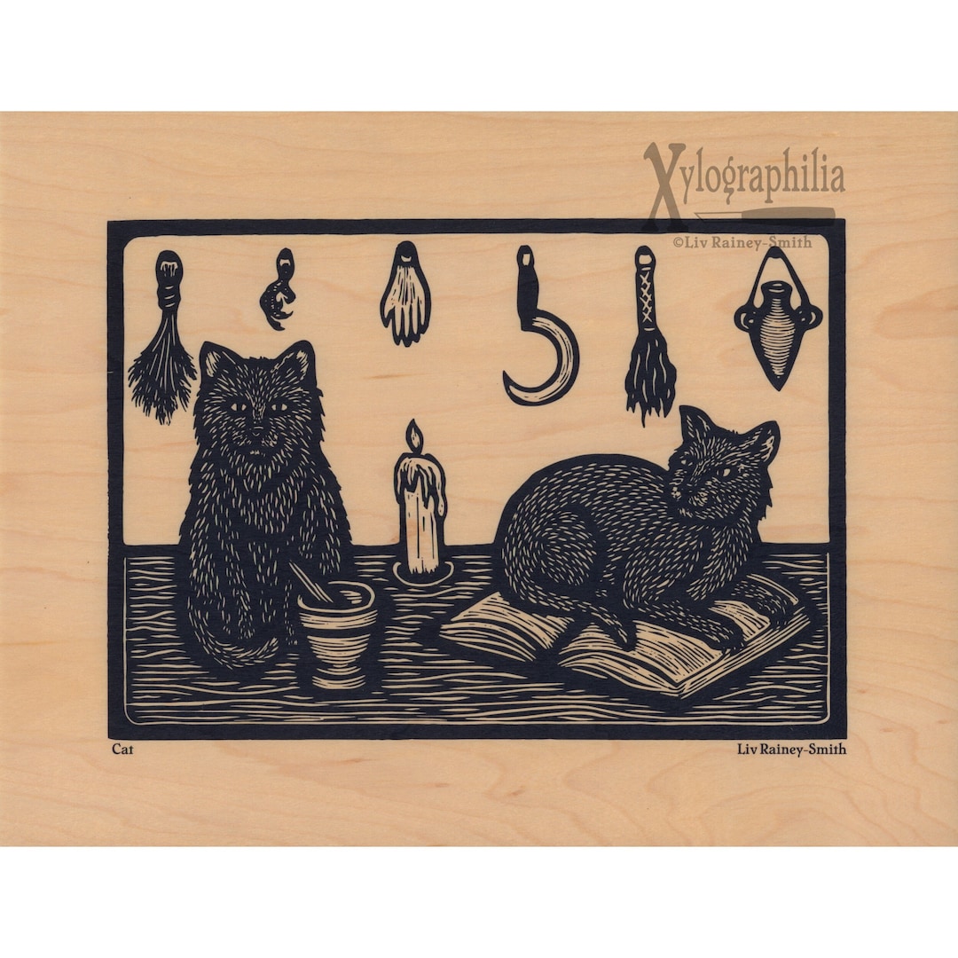 Cat Witches’ Familiars on 8.5 X 11 Maple Wood Veneer - Etsy
