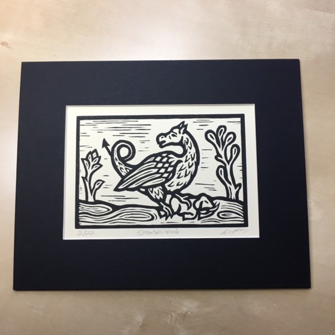 Shantak Bird Bestiary Woodcut Print LE of 22 Matted - Etsy