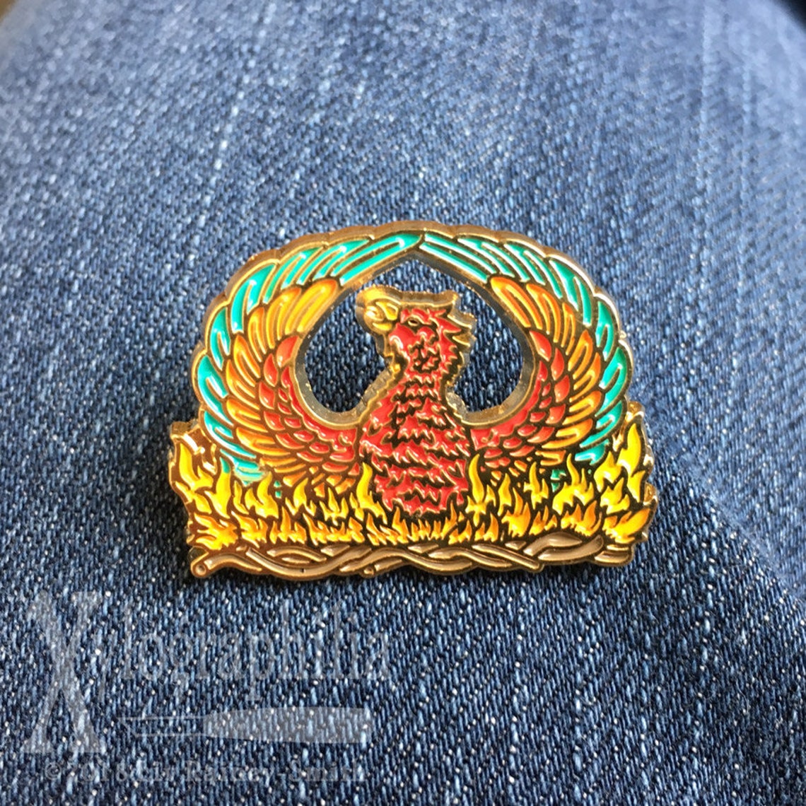 Phoenix Fire Transformation Enameled Artist Lapel Pin - Etsy